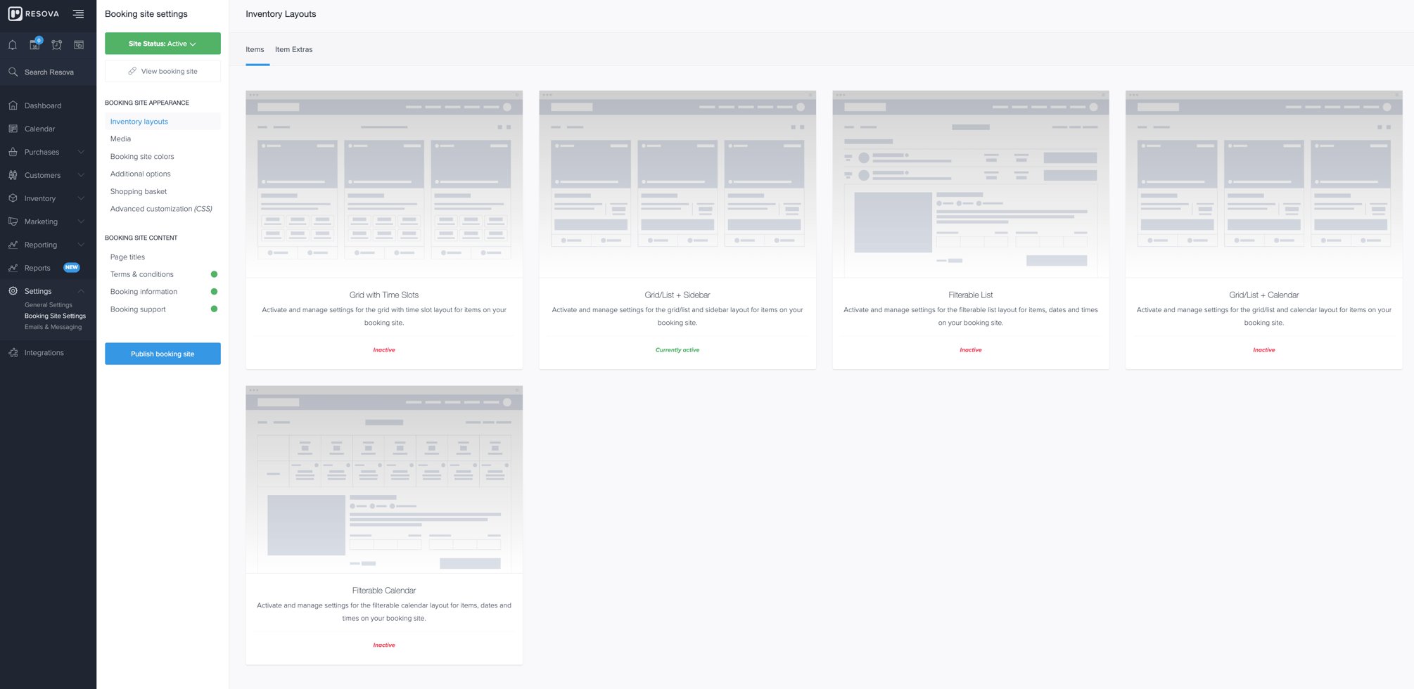 Booking Site Inventory Layout Views Explained