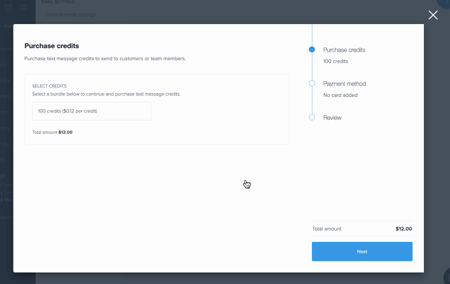 Purchasing and Managing Text Message Credits